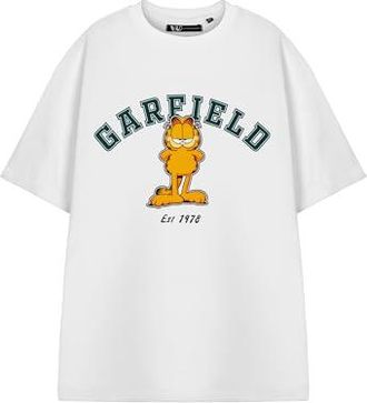 Garfield T-Shirt Adultes | Tee-Shirt Graphique Universitaire Blanc &agrave; Manches Courtes pour Hommes et Femmes | Haut de v&ecirc;tements de Personnage de Chat Universita