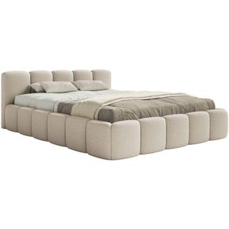 Selsey Selsey Cloudy Low - Polsterbett 180x200 mit Bettkasten und Metallrahmen-Lattenrost, hellbeige Bouclé