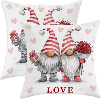 Generic GNOME Fanciful Hearts Pr&auml;sentiert Rot Kissenbez&uuml;ge Atmungsaktiv Kissenh&uuml;llen Komfort Dekokissenbezug F&uuml;r Balkon Sofa Hotel 45X45Cm 2Er Set