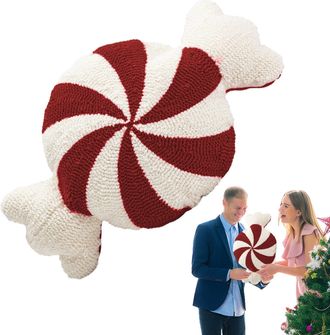 Generic Weihnachts-Süßigkeits-Wurfkissen - Festliche dekorative Kissen für die Feiertagsdekoration, weiche Kissen in Bonbonform | Gemütlicher Weihnachtsakzent