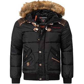 Geographical Norway Veste dhiver matelassée pour homme - Doublée chaude Anorak - Veste de snowboard SKI dextérieur pour lhiver/lautomne avec bonnet UD, Belph Black, L