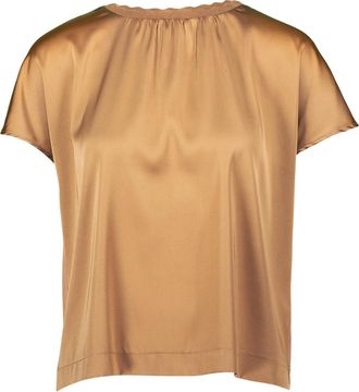 Zero Damen Satinshirt mit Wellensaum 38, Cinnamon Swirl