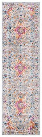 Safavieh Boho Teppich für Wohnzimmer, Esszimmer, Schlafzimmer, Madison Collection, Kurzer Flor, Grau und Fuchsia, 69 x 244 cm