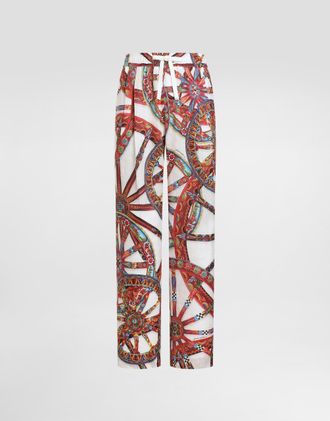 Dolce & Gabbana Jogginghose Aus Leinen Mit Carretto-print - Mann Hosen Und Shorts Multicolor 46