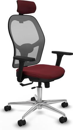 Piqueras y Crespo Ergonomischer Schreibtischstuhl mit 3D-Armen, h&ouml;henverstellbare Lendenwirbelst&uuml;tze und h&ouml;henverstellbares Kopfteil, Grau/Kastanienbraun