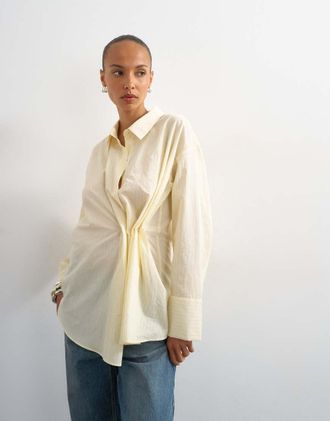 Topshop Chemise cintr&eacute;e devant &agrave; rayures - Jaune