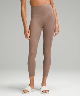 lululemon Align Hose mit hohem Bund und Taschen f&uuml;r Frauen - 64 cm - Gr&ouml;&szlig;e 12 in Taupetastic