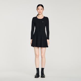 Sandro Robe courte en maille pliss&eacute;e