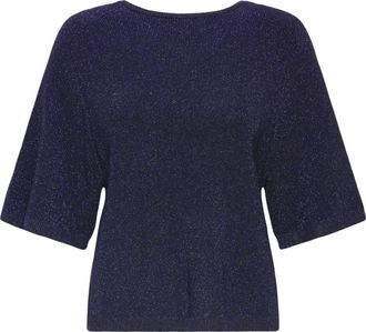 Ichi Ichi, Femme, Pulls, Bleu, Taille: 40 FR Tricot &agrave; col rond