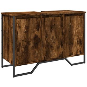 vidaXL Vidaxl - Waschbeckenunterschrank R&auml;uchereiche 91x35x60 cm Holzwerkstoff