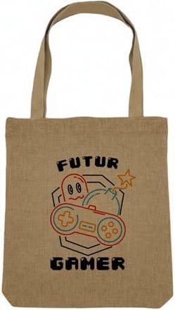 Fabulous Sac Shopping Tote Bag Aspect Lin - Futur Gamer Jeux Vid&eacute;o Culture Geek - Sac de Courses Toile Epaisse 360g Beige Naturel Cabas Port&eacute; Epaule Solide Imp