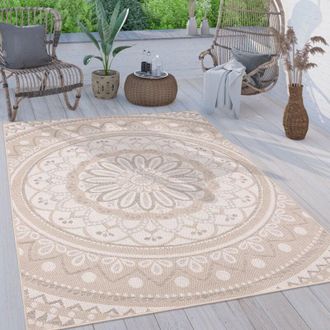 Paco Home Paco Home - Tapis Exterieur Terrasse Salon Cuisine Motif Oriental Marocain Moderne Ethnique 200x280 cm, Sable