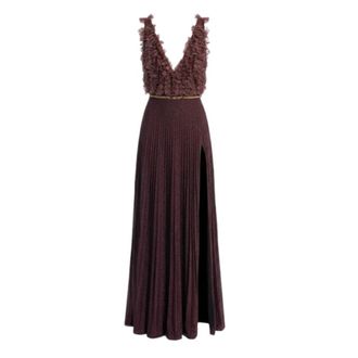 Elisabetta Franchi Red Carpet Kleid aus T&uuml;ll und Jersey mit Kristallen - - Dresses - Damen - Braun - XS