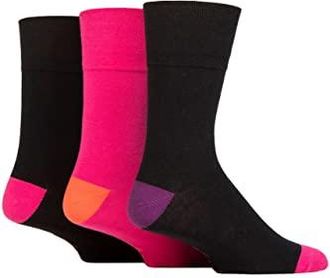 SockShop Gentle Grip Mens Colourburst Cotton Socks Pack of 3 Fou contraste violet 39-45