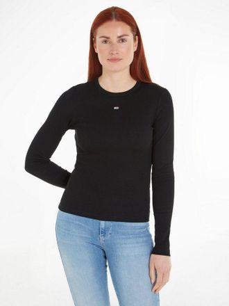 Tommy Jeans Langarmshirt TJW SLIM ESSENTIAL RIB LS mit Logostickerei