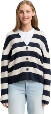 Tom Tailor Tom Tailor Damen 1048350 Cardigan mit V-Ausschnitt, 38868-Navy Off White Stripe, L