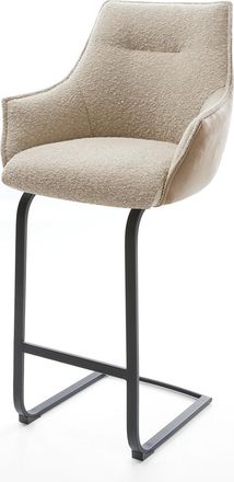 DELIFE Barstuhl Alja-Flex Materialmix Mikrofaser Schlamm / Bouclé Schlamm Freischwinger flach Metall Schwarz Taschenfederkern, Barstühle