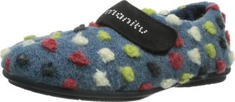 Manitu Home 340149, Damen Flache Hausschuhe - Blau (blau/bunt), 41 EU (7.5 Damen UK)