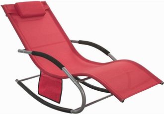 SoBuy Sobuy - Chaise Longue Transat Pliable Jardin Aluminium - Bain de Soleil Ergonomique &agrave; Bascule Relax - Fauteuil Ext&eacute;rieur Confortable Plage pour