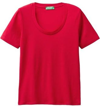 Benetton T- Shirt 3ga2d1066, Rouge, Large Femme