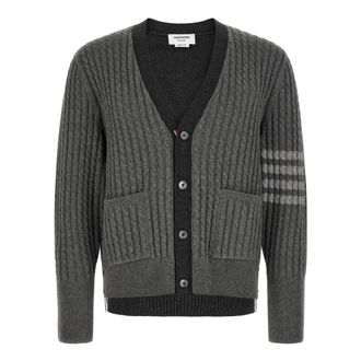 Thom Browne Homme, Pulls, Gris, Taille: M Cardigan 2-en-1 col en V
