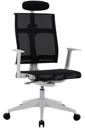 Boxxx Drehstuhl, Schwarz, Wei&szlig;, Metall, Kunststoff, Textil, Drehkreuz, 64x108-117.5x64 cm, Sitzfl&auml;che 360&deg; drehbar, inklusive Armlehnen, Arbeitszimmer, B&uuml;ro