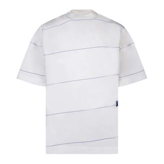 Burberry Gestreiftes Baumwoll-T-Shirt - - Sport - Herren - Wei&szlig; - S