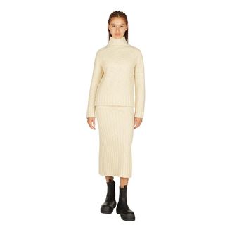 Jil Sander Wollripp-Midirock - - Skirts - Damen - Beige - XS