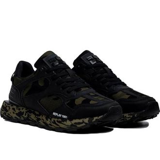 Replay Homme Dean Covert Basket, 2138 Camo Green, 44 EU