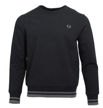Fred Perry Herren Rundhals Pullover M6588 (DE/NL/SE/PL, Alphanumerisch, XL, Regular, Regular, Schwarz)