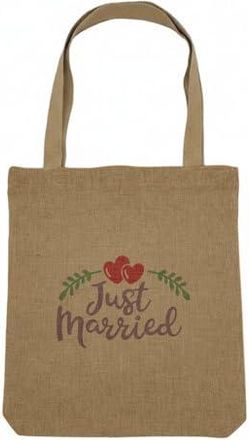 Fabulous Sac Shopping Tote Bag Aspect Lin - Just Married Calligraphie Dessin Mariage Mari&eacute;s - Sac de Courses Toile Epaisse 360g Beige Naturel Cabas Port&eacute; Epaul