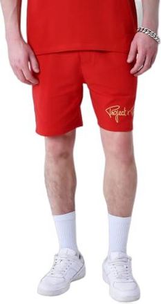 Project X Paris Short Classique Bandes brod&eacute; cot&eacute; Rouge L