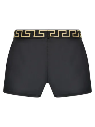 Versace Greca-Waistband Nylon Swim Shorts - Black