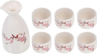 Yarnow Japanischer Sake-Becher Aus Keramik Wei&szlig; Sake-trinkgef&auml;&szlig; Weinbecher Sake-kanne Japanischer Sakebecher Weinflasche