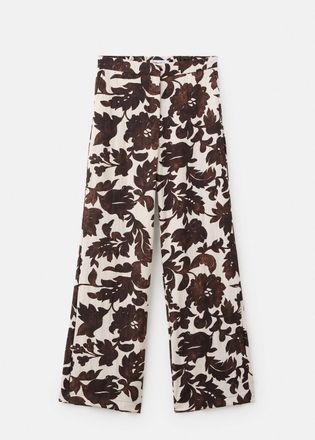 Mango Pantalon imprim&eacute; floral marron - Femme - XXL - MANGO