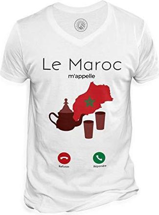 Fabulous T-Shirt Homme Col V Le Maroc mappelle Culture Drapeau Voyage