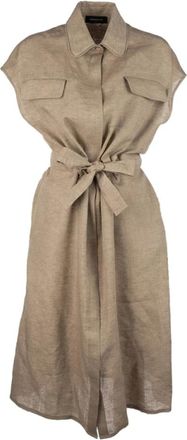 Fabiana Filippi Femme, Robes, Beige, Taille: 42 FR Abiti Belted-Detail Midi Dress