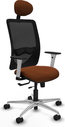 Piqueras y Crespo Drehstuhl Zulema mit wei&szlig;en und schwarzen Armlehnen, h&ouml;henverstellbare Lendenwirbelst&uuml;tze und festes Kopfteil, ausgestattet mit Syncro/Traslack. Schwa