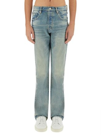 Purple Coated Flare Jeans - Blue