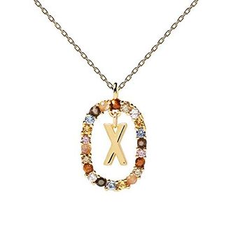 P D PAOLA PDPAOLA - Collier Lettre X - Argent Sterling 925 Plaqué Or 18 carats - Bijoux pour Femme