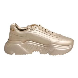 Dolce & Gabbana Goldene Leder Daymaster Damen Sneaker Schuhe - - Shoes - Damen - Gelb - 36 EU