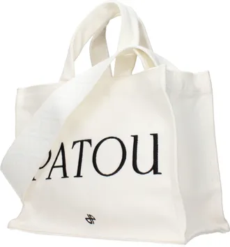 Patou Logo-Embroidered Fabric Tote Bag - White
