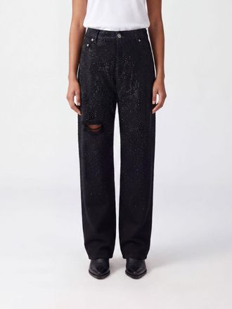 Golden Goose Jean fusel&eacute; taille haute en denim avec strass