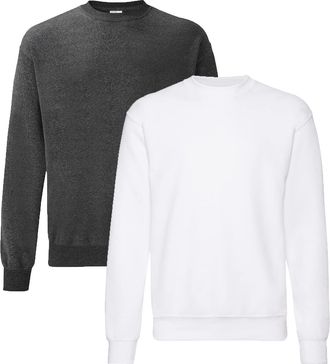 Fruit Of The Loom Herren 62-202-0 Set-IN Sweatshirts 1er/2er - 1Dark Heather/1Weiss + 1 HLKauf-Notizblock - Größe: XL