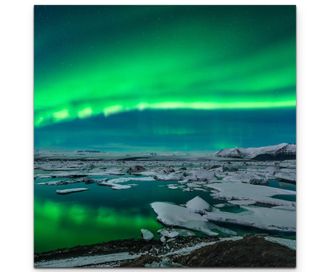 Paul Sinus Art Leinwandbilder | Bilder Leinwand 60x60cm spektakuläres Polarlicht über Jokulsarlon Island