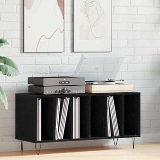 vidaXL Meuble &agrave; vinyles Ch&ecirc;ne noir 100 x 38 x 48 cm Bois ding&eacute;nierie Vidaxl