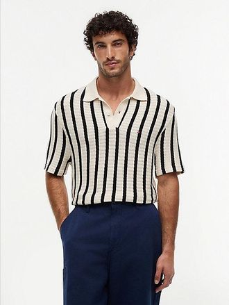 Tommy Hilfiger Polo coupe d&eacute;contract&eacute;e en maille ajour&eacute;e