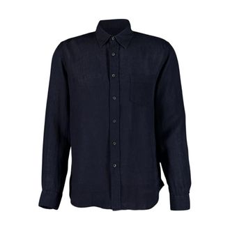 120% Lino Homme, Chemises, Bleu, Taille: S Chemise en Lin Coupe Standard