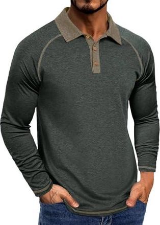 Generic Polo basique classique pour homme, coupe classique, v&ecirc;tement de travail d&eacute;contract&eacute;, chemise vintage, l&eacute;g&egrave;re et respirante, tunique de vacances, Vert,