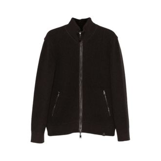Brioni Homme, Pulls, Brun, Taille: XL Cardigan c&ocirc;tel&eacute; &agrave; fermeture &eacute;clair
